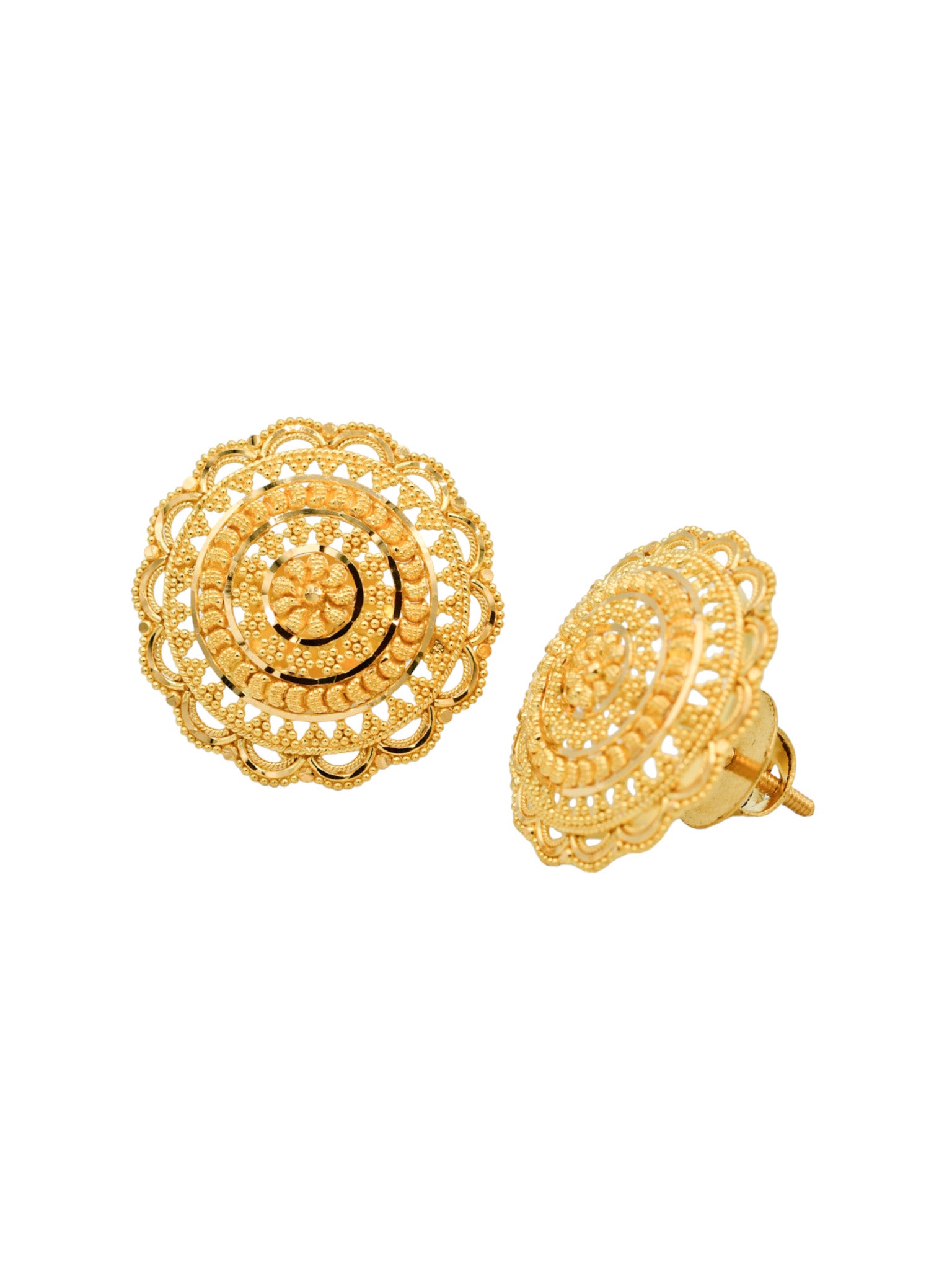22ct Gold Round Stud Earrings – Roop Darshan