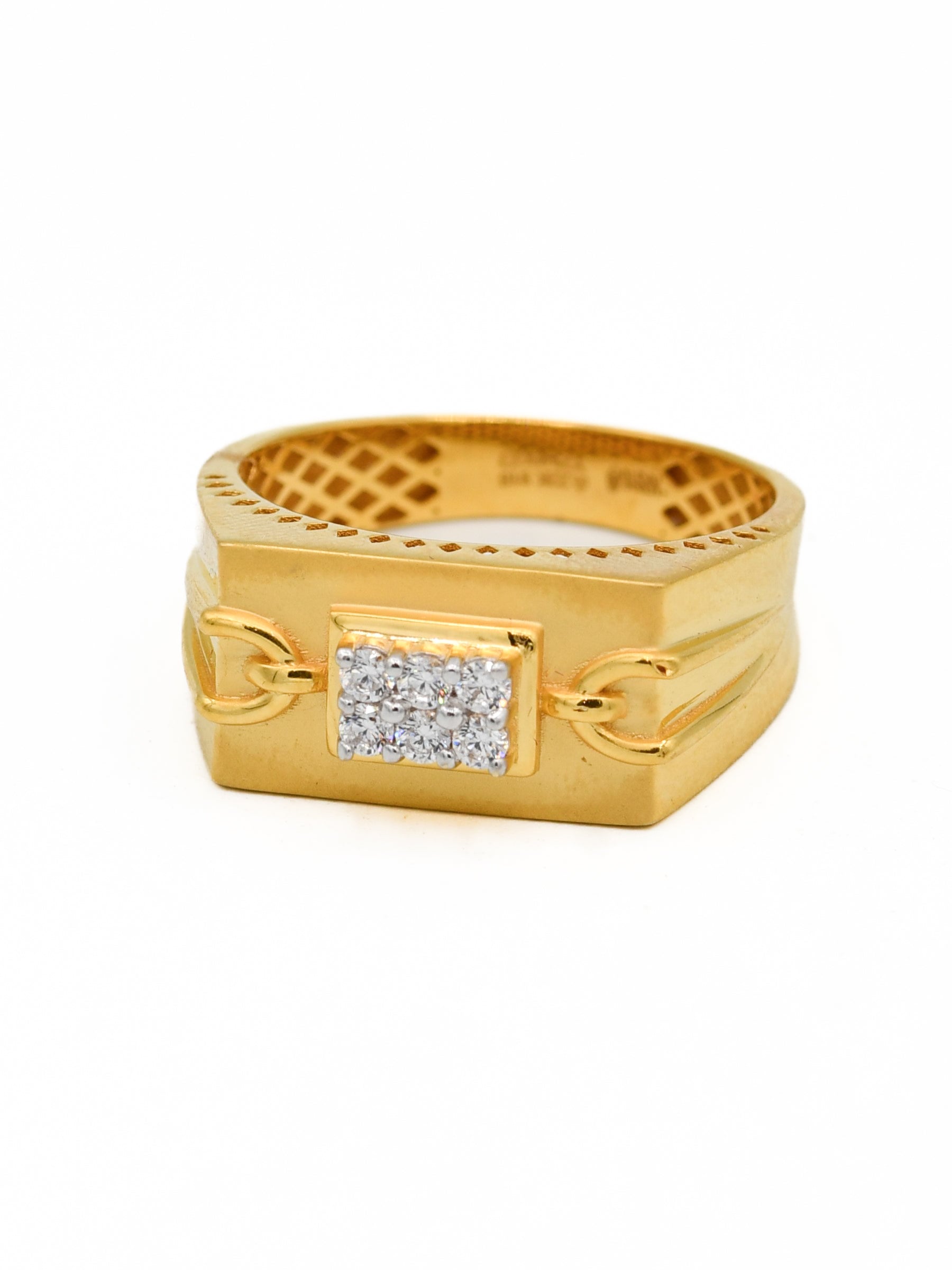 22ct Gold CZ Mens Ring | Roop Darshan