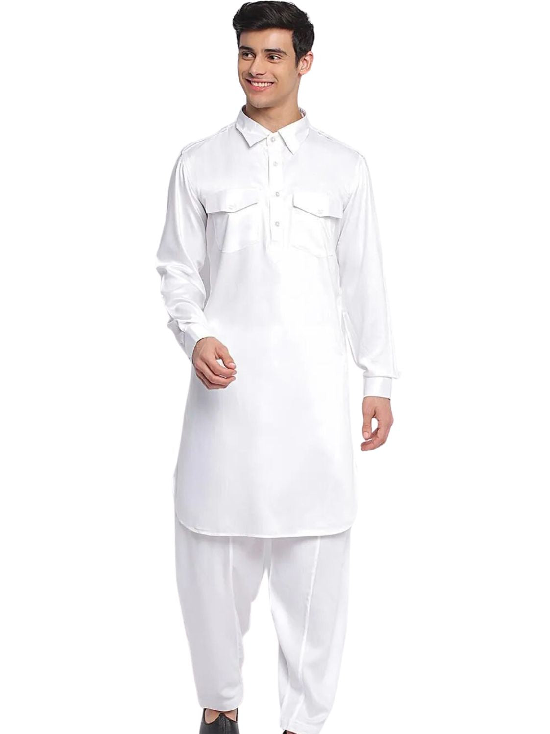 Mens White Pathani Suit | Roop Darshan